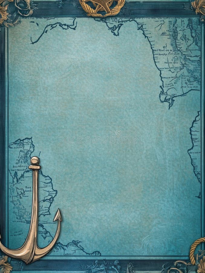 Nautical Map with Anchor Design and Ample Space for Text Presentation ...