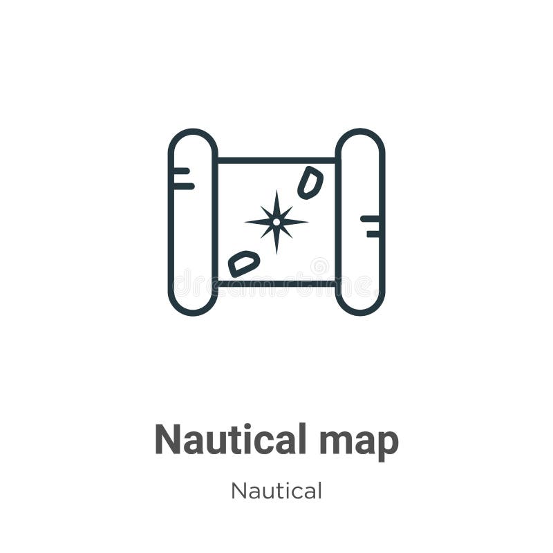 Nautical Map Outline Vector Icon. Thin Line Black Nautical Map Icon ...