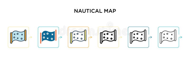 Nautical Map Vector Icon in 6 Different Modern Styles. Black, Two ...
