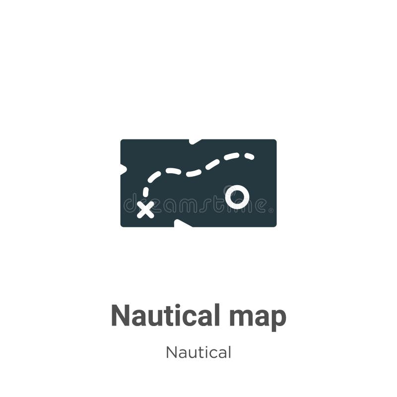 Nautical Map Vector Icon on White Background. Flat Vector Nautical Map ...