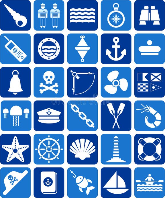 Nautical and marine icons stock vector. Illustration of compass - 24786417