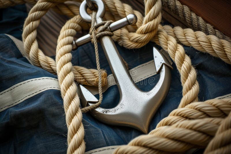 Nautical Outfits, Anchor and Mooring Ropes in Frame Stock Photo - Image ...