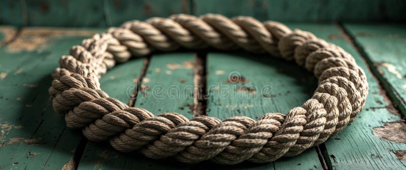 Nautical Rope Circle on Distressed Green Surface Capturing Texture and ...