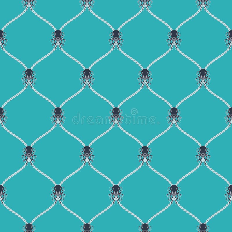 Nautical Rope Seamless Gold Fishnet Pattern on White Background Stock ...