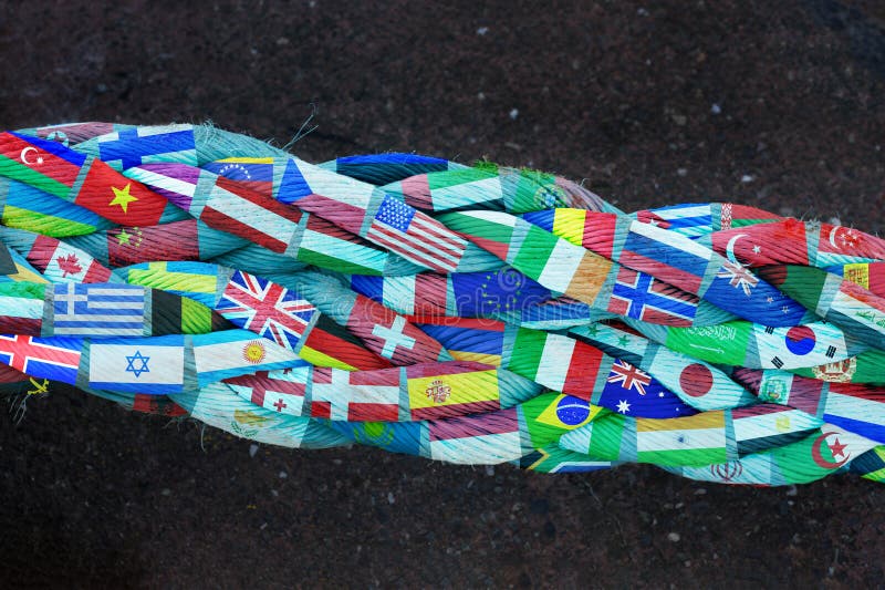 Nautical Rope with Flags of Different Countries Stock Image - Image of ...