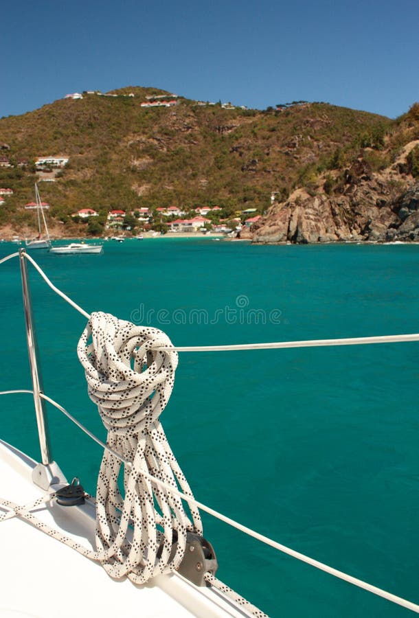 Nautical Rope Hanging on the Sailboat Stock Image - Image of anchor ...