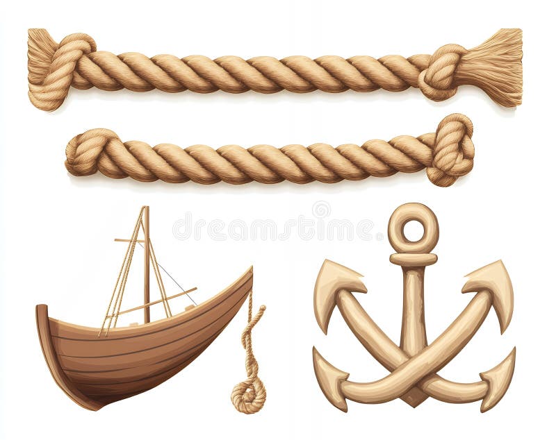 Nautical Rope Knots Anchor Boat Graphics Stock Illustration ...