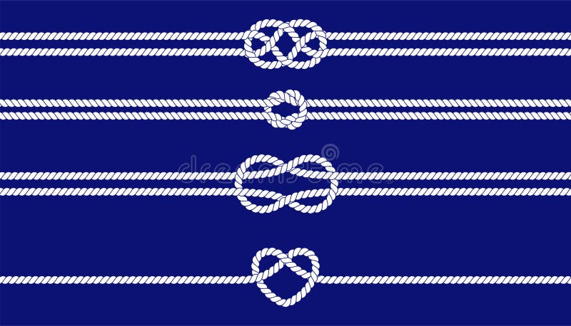 Nautical Rope Knots Set. Seamless Decorative Marine Rope Elements Stock ...