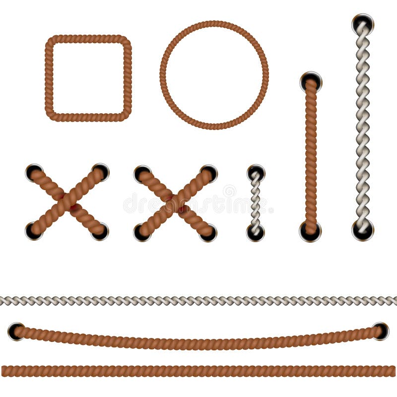 Nautical Rope. Round and Square Rope Frames, Cord Borders Stock Vector ...