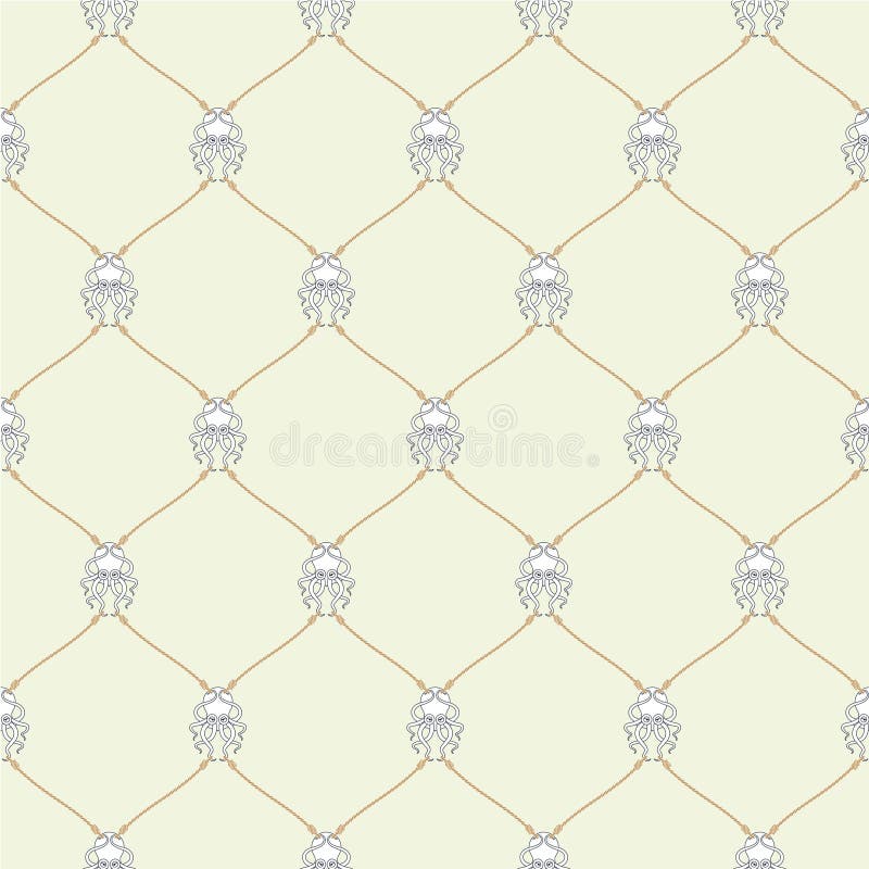 Nautical Rope Seamless Gold Fishnet Pattern on White Background Stock ...