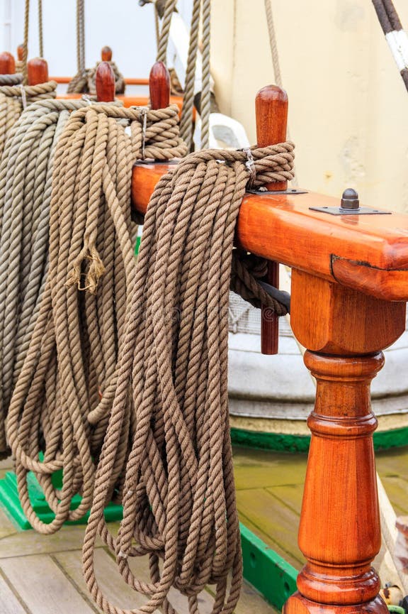 Nautical Ropes on Deck of a Large Ship Stock Photo - Image of mooring ...