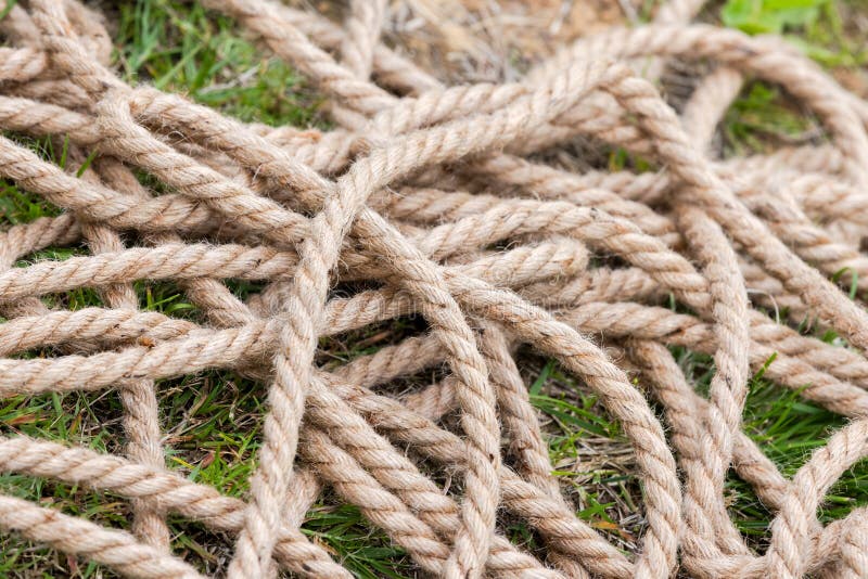 Nautical Ropes Lay on the Ground, Close-up Stock Image - Image of ...