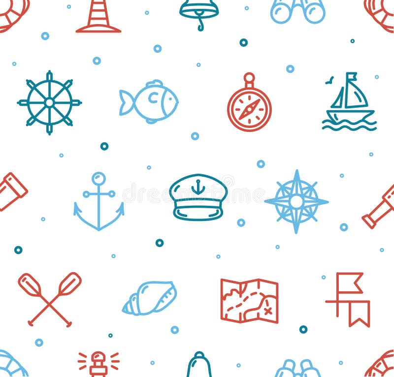 Nautical Sea Background Pattern. Vector Stock Vector - Illustration of ...