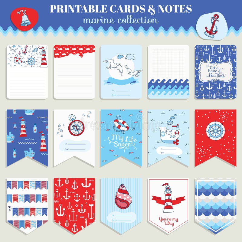 Decorative Nautical Set stock vector. Illustration of anchor - 32227706