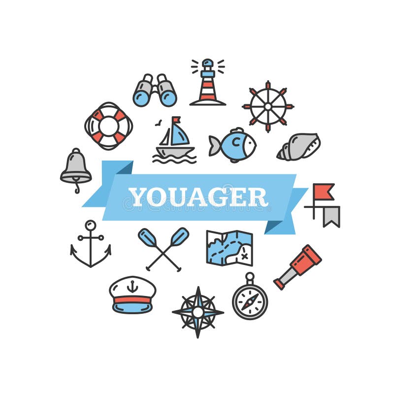 Nautical Sea Concept. Vector Stock Vector - Illustration of circle ...