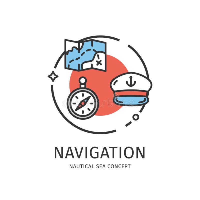 Nautical Sea Thin Line Icon Concept. Vector Stock Vector - Illustration ...