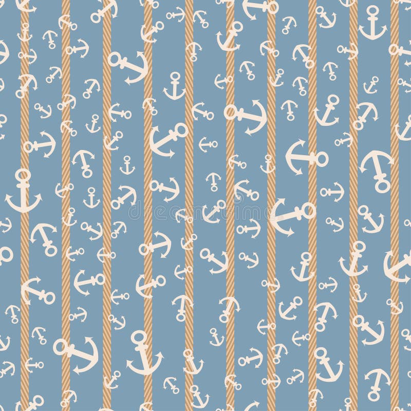 Blue Anchors With Chains, Ropes Seamless Pattern Stock Vector ...