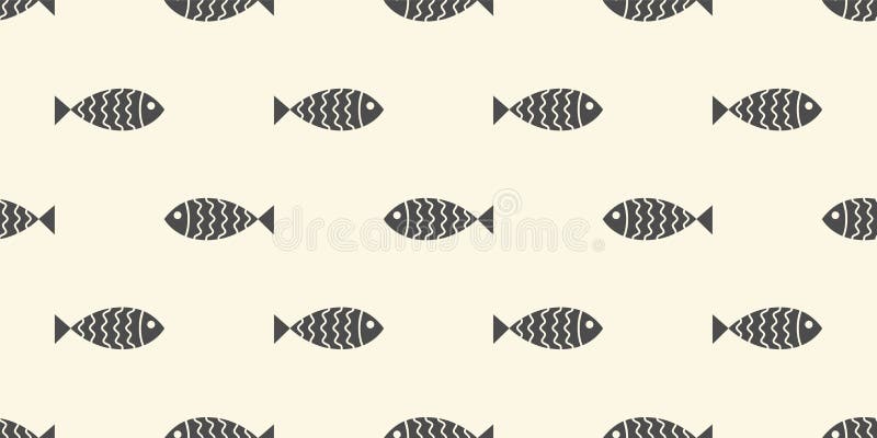 Nautical Seamless Pattern with Swimming Cartoon Fish Stock Vector ...