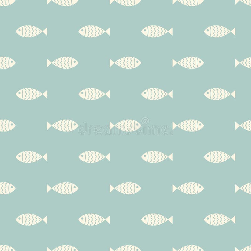 Nautical Seamless Pattern with Swimming Cartoon Fish Stock Vector ...