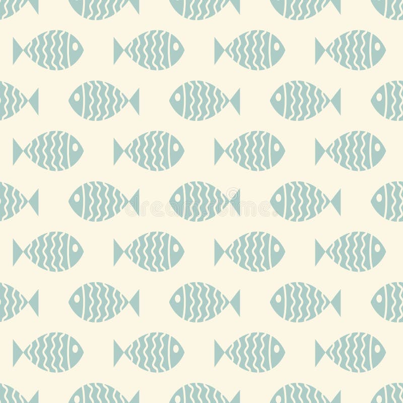 Nautical Seamless Pattern with Swimming Cartoon Fish Stock Vector ...