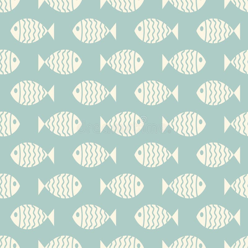 Nautical Seamless Pattern with Swimming Cartoon Fish Stock Vector ...