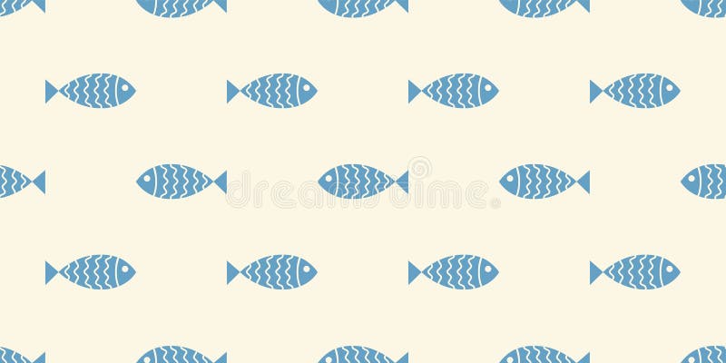 Nautical Seamless Pattern with Swimming Cartoon Fish Stock Vector ...