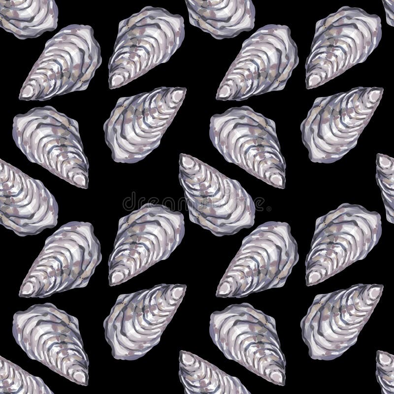 Nautical Seamless Pattern with Watercolor Illustrations of Shells ...