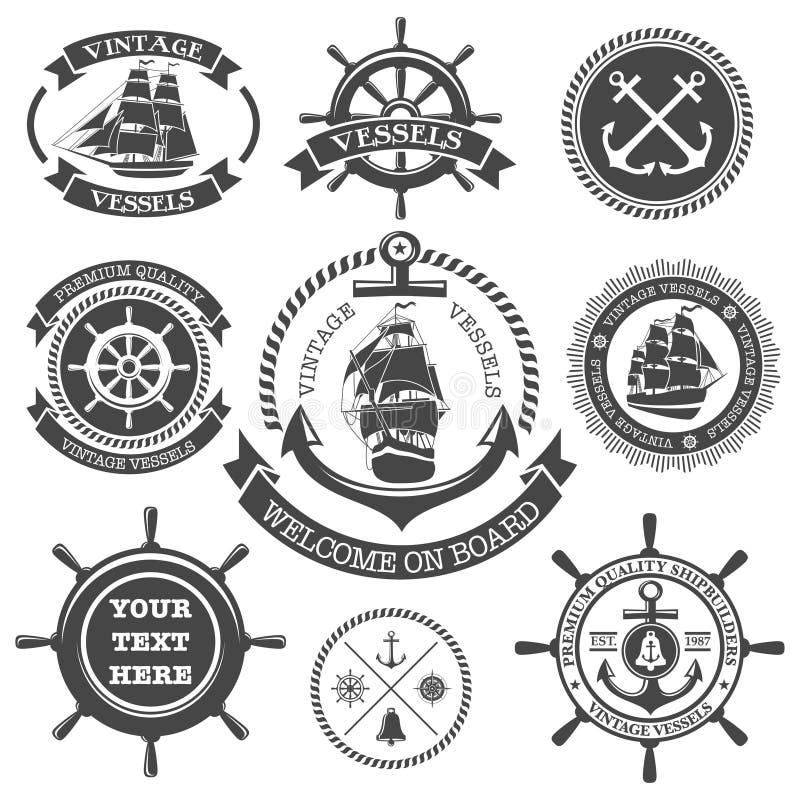 Nautical Labels Set stock vector. Illustration of premium - 209633516