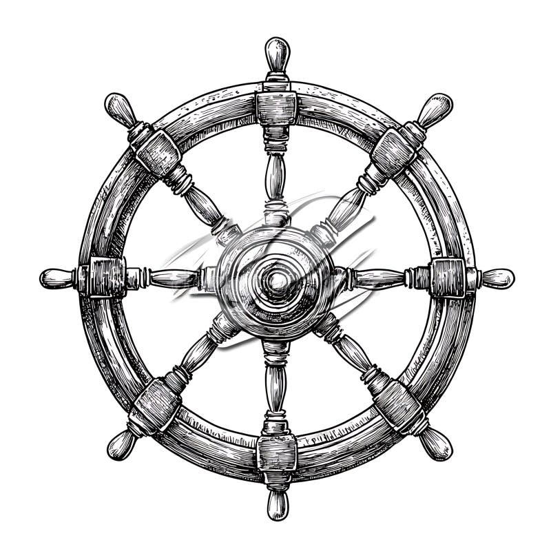 Nautical Ship Wheel Illustration Stock Illustration - Illustration of ...