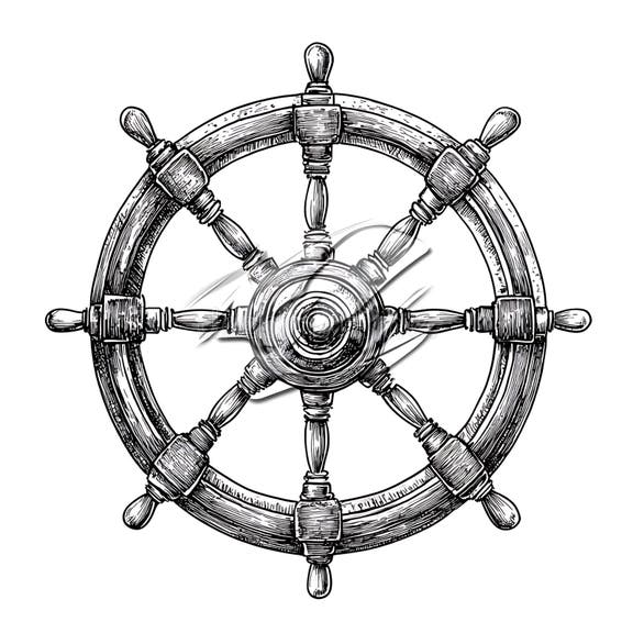 Nautical Ship Wheel Illustration Stock Illustration - Illustration of ...