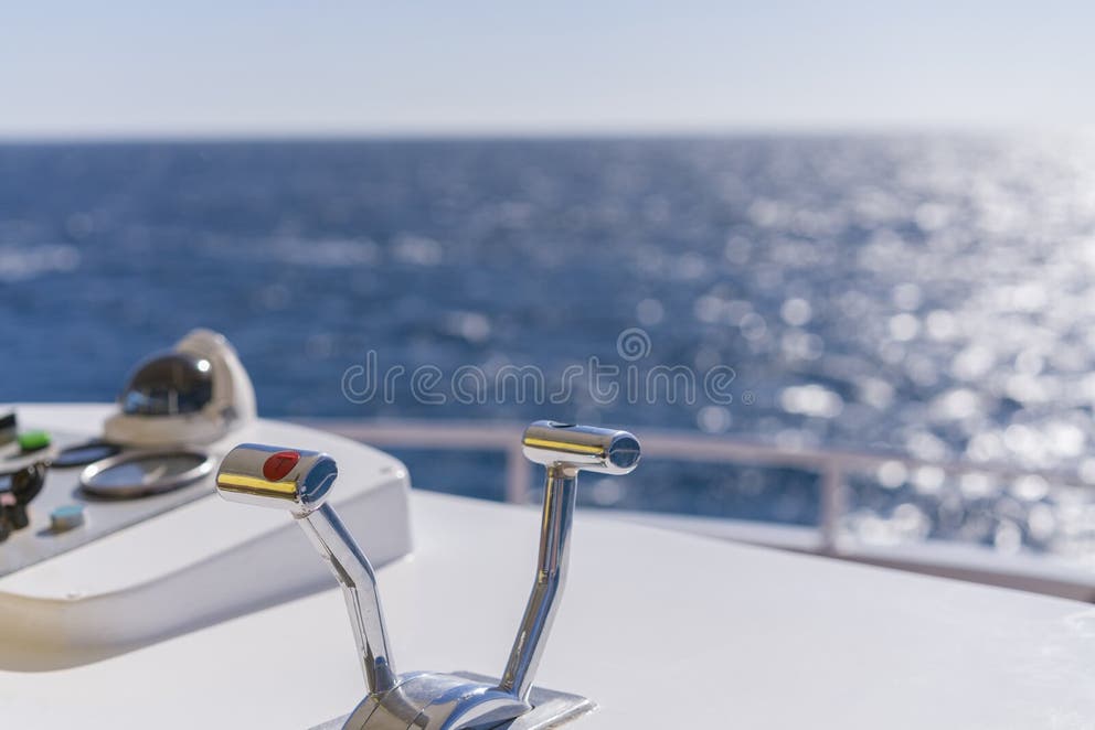 Nautical Ships Control Panel on the Captains Bridge. Yacht Control ...