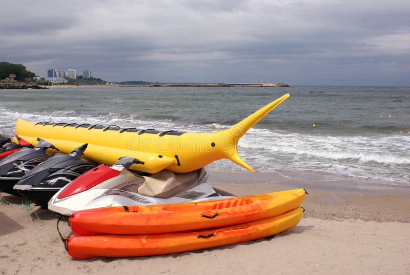Nautical sports on beach stock photo. Image of banana - 14883794