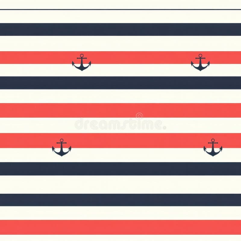 Nautical Stripes and Anchors Pattern for Contemporary Marine Design ...