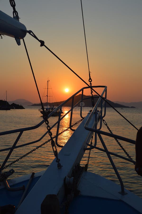 Sunset Cruise Turkey Mediterranean Stock Image - Image of sunsetting ...
