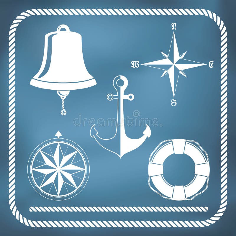 Nautical Symbols - Compass, Anchor Stock Illustration - Illustration of ...
