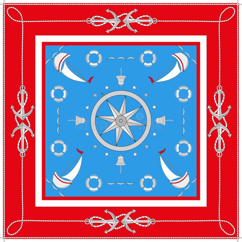 Nautical Characters. Vector Color Square Frame Design. Stock Vector ...