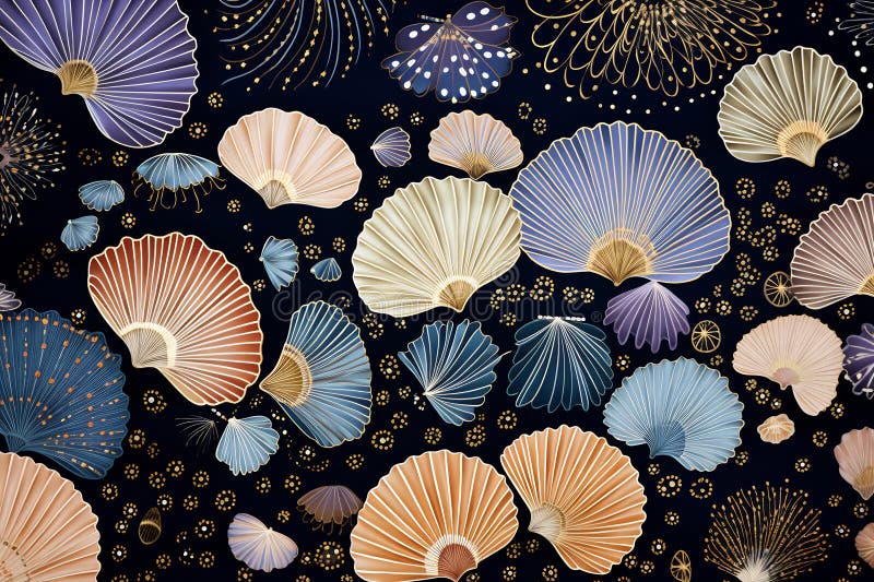 Nautical Symphony: Stylized Seashell Ensemble Stock Image - Image of ...