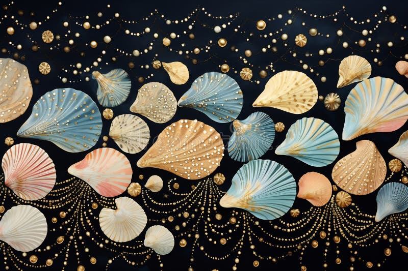 Nautical Symphony: Stylized Seashell Ensemble Stock Photo - Image of ...