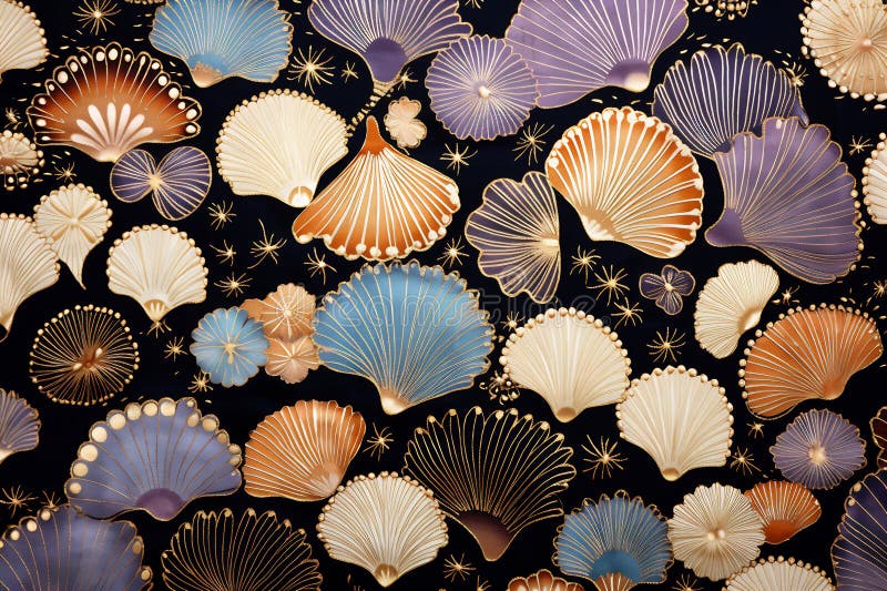 Nautical Symphony: Stylized Seashell Ensemble Stock Photo - Image of ...