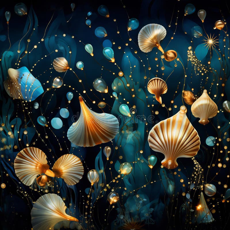 Nautical Symphony: Stylized Seashell Ensemble Stock Image - Image of ...