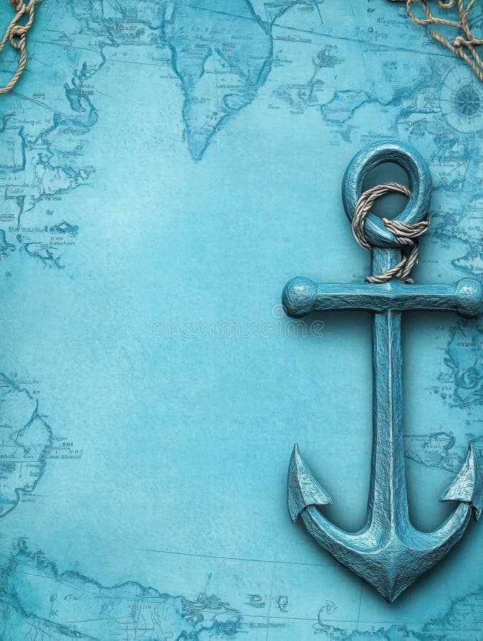 Nautical Theme Background Featuring Anchor with Detailed Map for ...