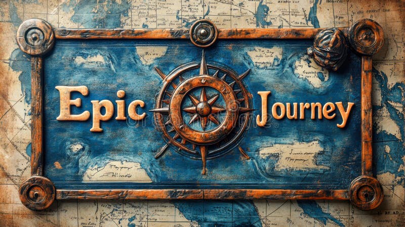 Nautical Themed Map with Compass Highlighting Epic Journey Adventure ...