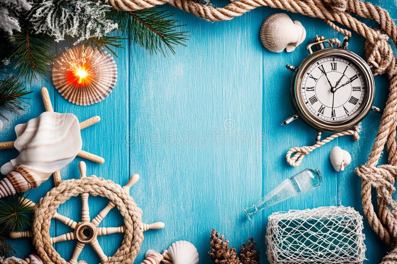 Nautical Themed Postcard Featuring Coastal Decor and Celebratory ...