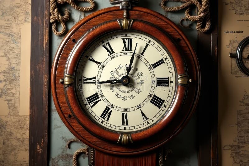 Nautical-themed Wall Clock Design Stock Illustration - Illustration of ...