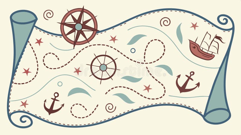 Nautical Treasure Map Scroll Adventure Graphic Vector Design Generative ...