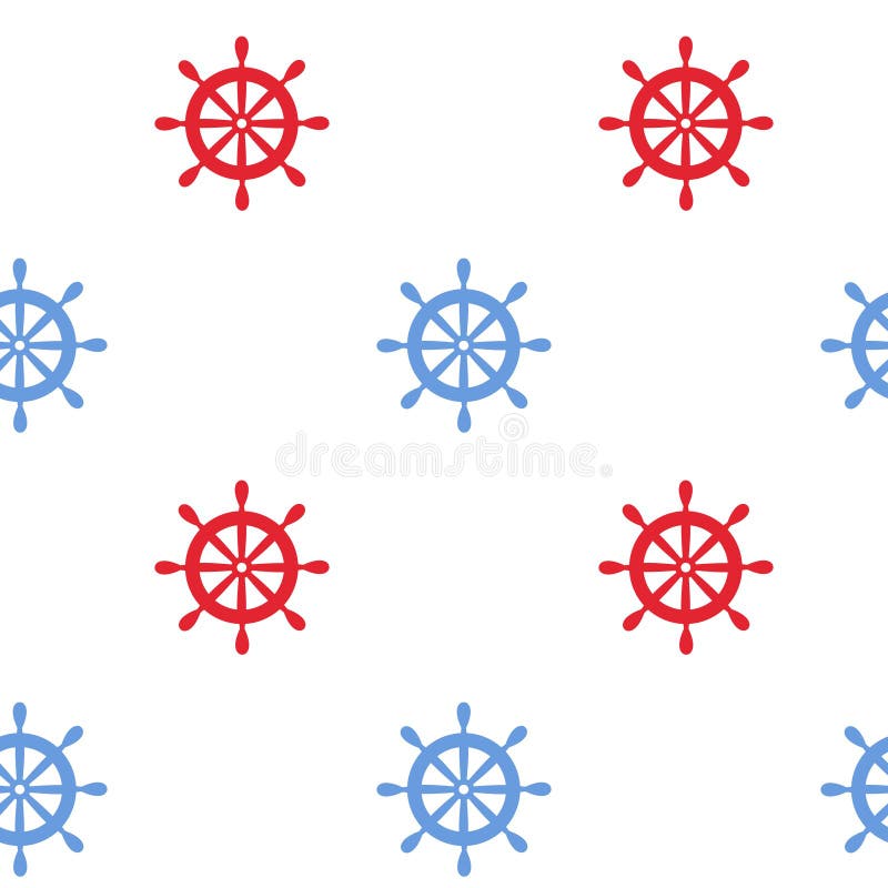 Nautical Vector Seamless Pattern Background with Wheels. Sea Theme ...