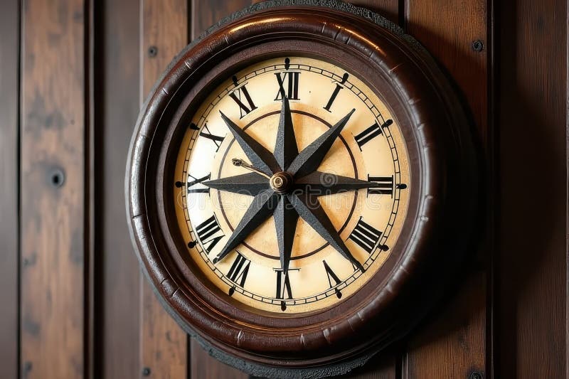 Nautical Vintage Wall Clock Stock Illustration - Illustration of ...