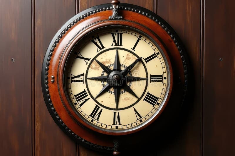 Nautical Wall Clock Design stock illustration. Illustration of rose ...