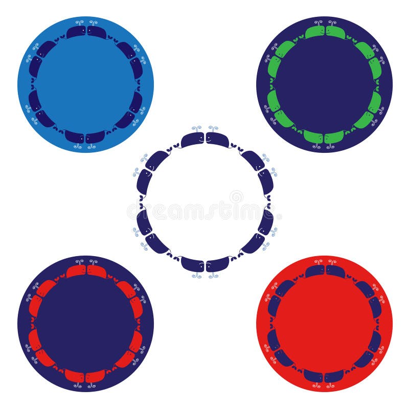 Nautical Whale Circle Frames Stock Illustration - Illustration of ...