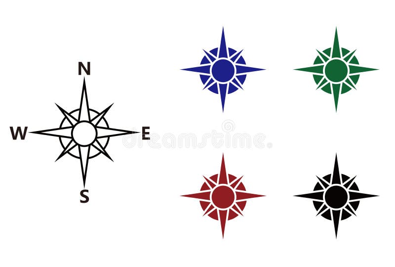 Nautical Wind Rose and Compass Icons Stock Illustration - Illustration ...